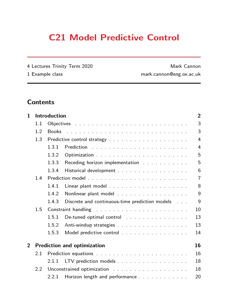 An Introduction To Model Predictive Control Theory And Design Pdf Mathematical Optimization