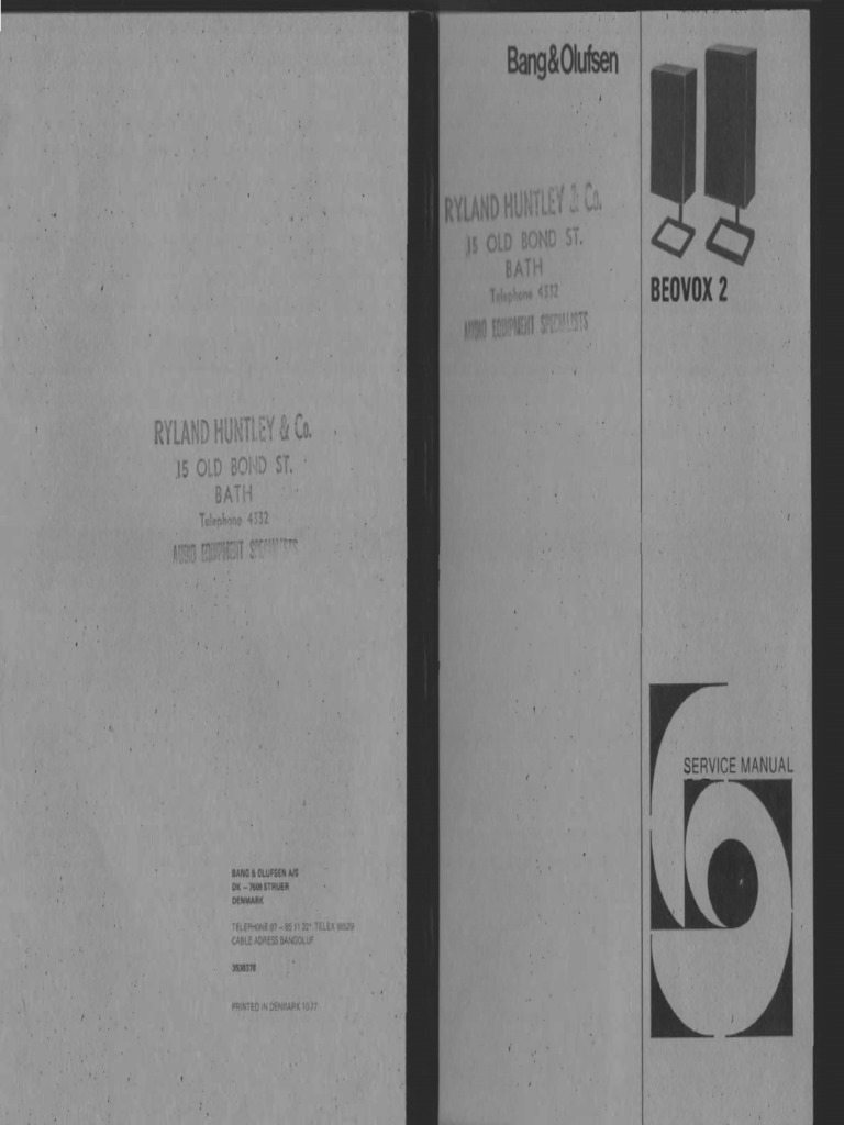 Bang Olufsen Beovox - 2 Service Manual | PDF