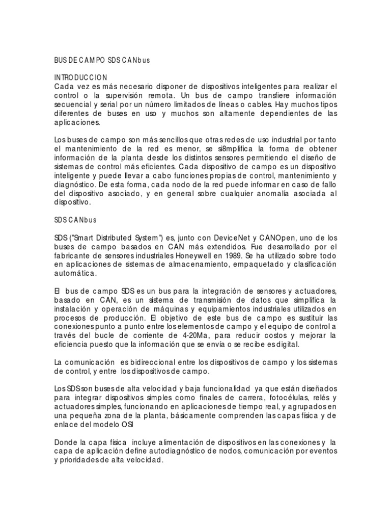 Bus de Campo SDS | PDF | Hardware de la computadora | Bienes manufacturados
