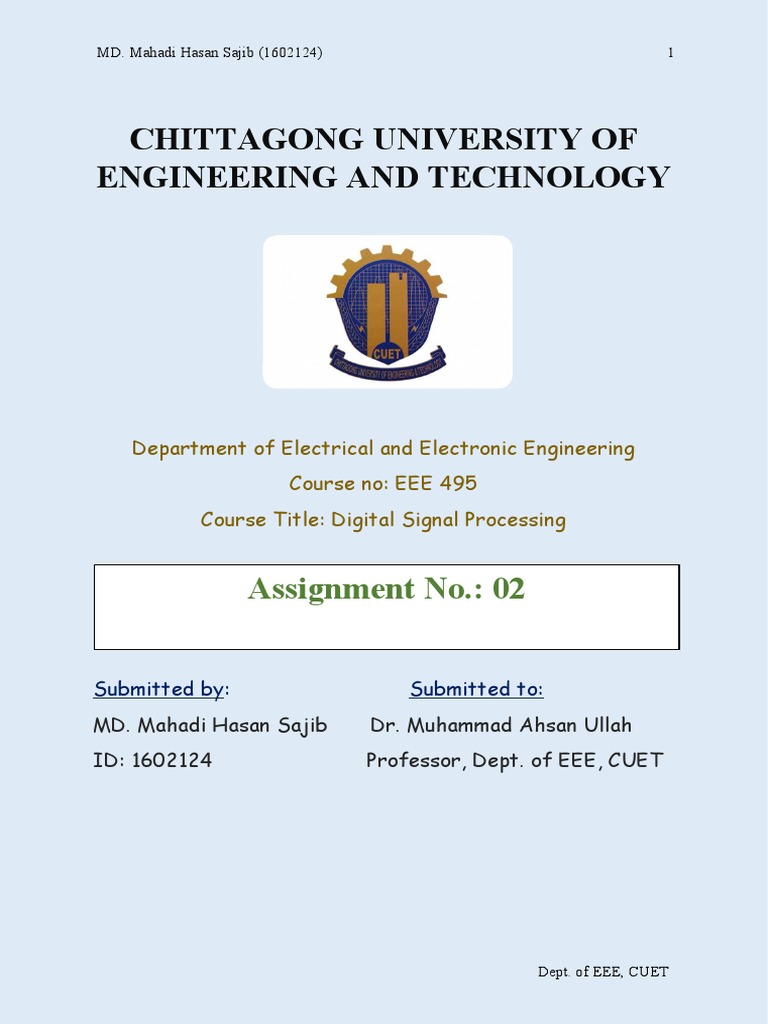 Chittagong University of Engineering and Technology: Assignment No.: 02 | PDF