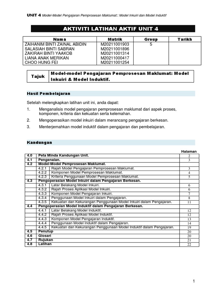 Aktiviti Latihan Aktif Unit 4 (Kump 5) | PDF | Komputer
