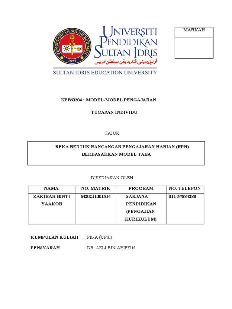 RPH Berdasarkan Model Taba | PDF
