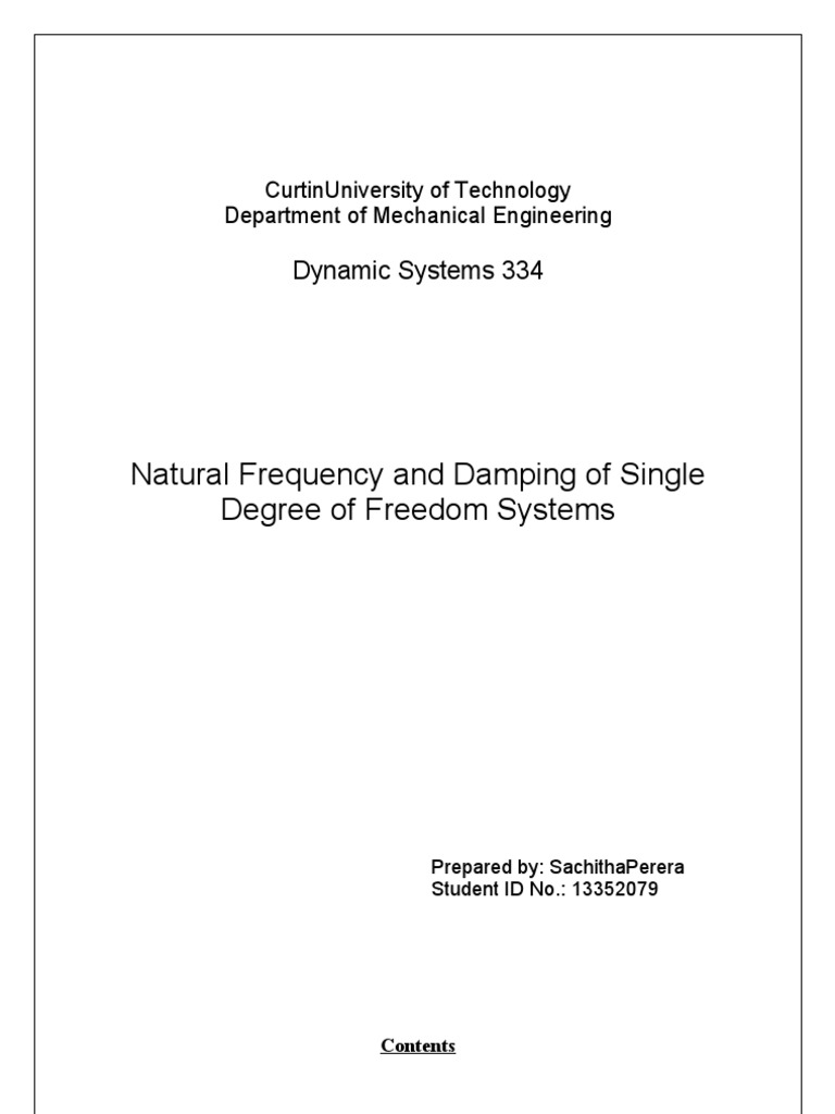 Dynamic Systems Lab Report Pdf Force Mass