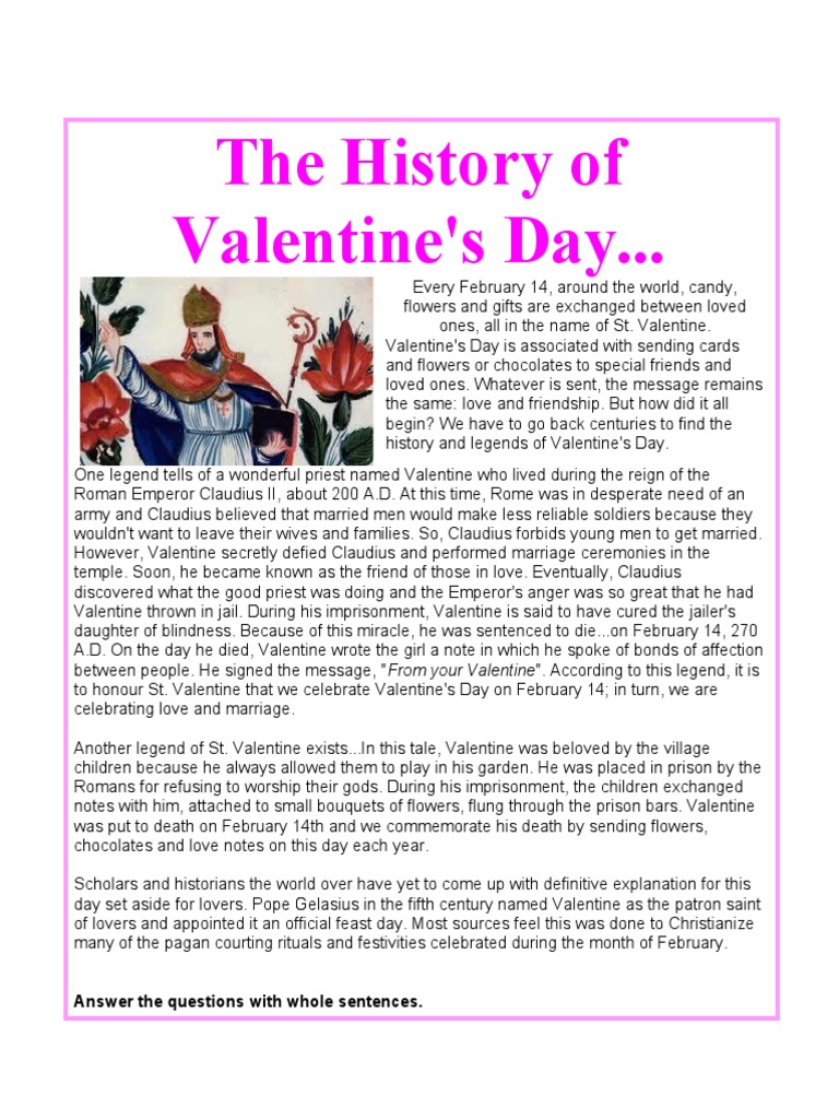The History of Valentines Day Text Conversation Topics Dialogs Oneonone ...