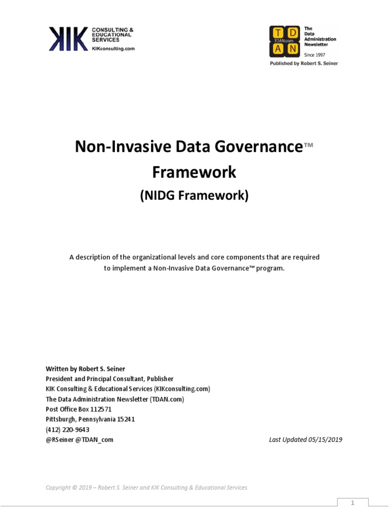KIK Consulting Non Invasive Data Governance Framework 20190516 | PDF ...