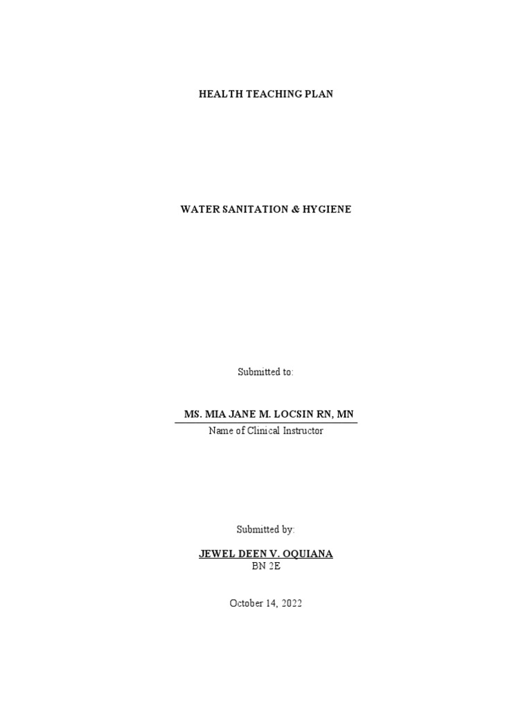 Format of A Teaching Plan New (3) - 2 | PDF | Sanitation | Drinking Water