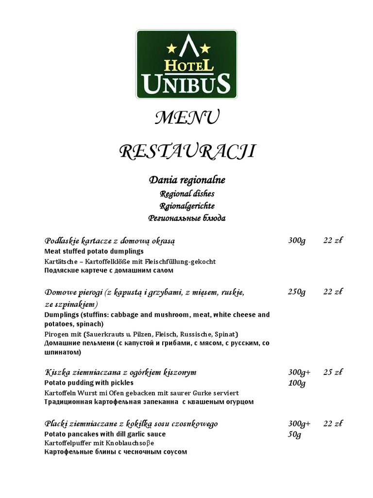 2021,05 Karta Menu Restauracji | PDF