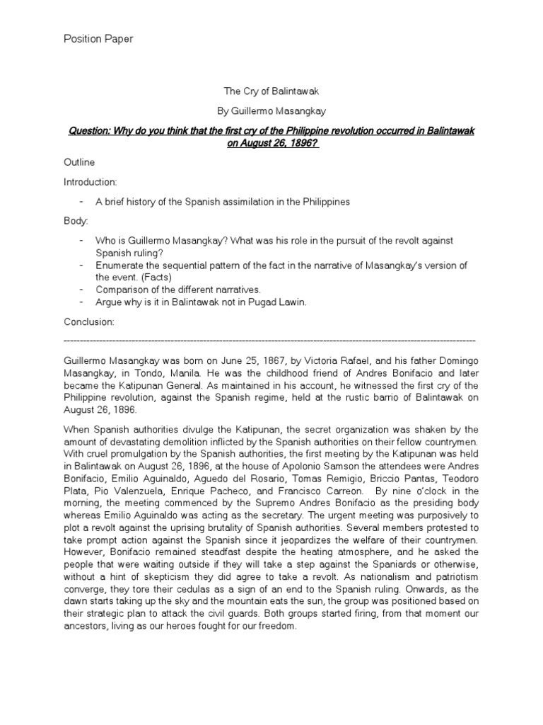 The Cry of Balintawak: Analyzing Primary Accounts of the First Cry of ...