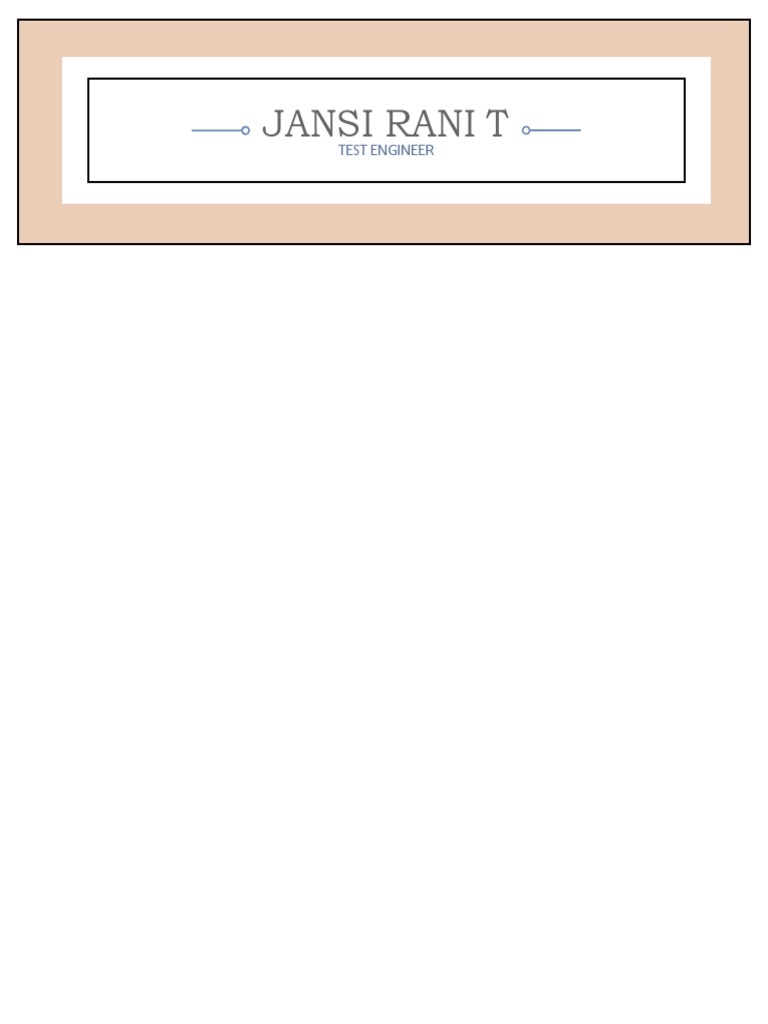 Jansi Rani - Resume | PDF | Software Testing | Selenium (Software)