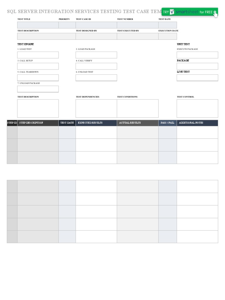 IC SQL Server Integration Services Testing Test Case Template 10549 | PDF
