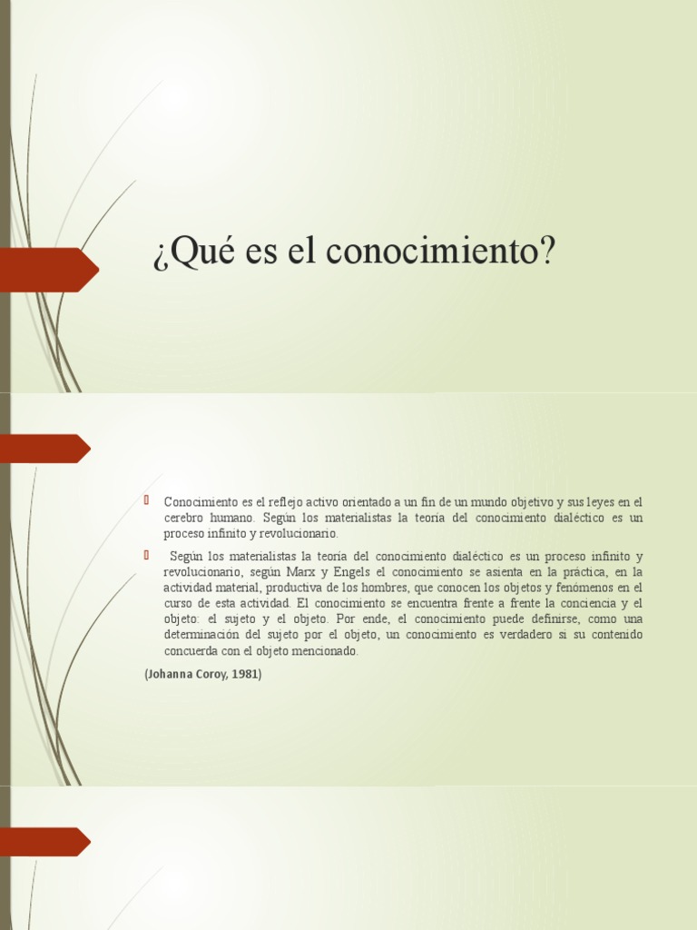 El conocimiento como reflejo activo y proceso dialéctico infinito y ...