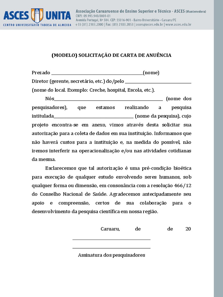 Modelo de Solicitacao de Carta de Anuencia | PDF