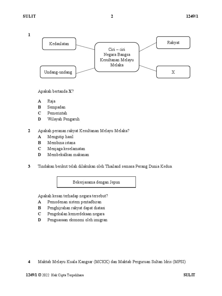 2022 k1 Soalan (Set 2) Johor (Trial Kluang) | PDF