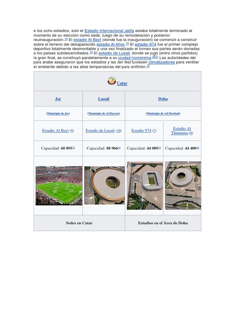 E Los Ocho Estadios | PDF | Doha | Katar