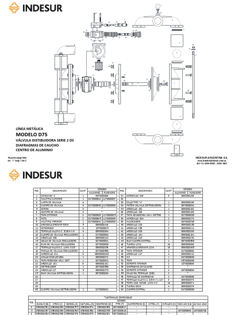 415.03 - BOMBA DOBLE DIAFRAGMA INDESUR D75 Desp7550 (D75 - MET - GOMA Válv 2) | Descargar gratis ...