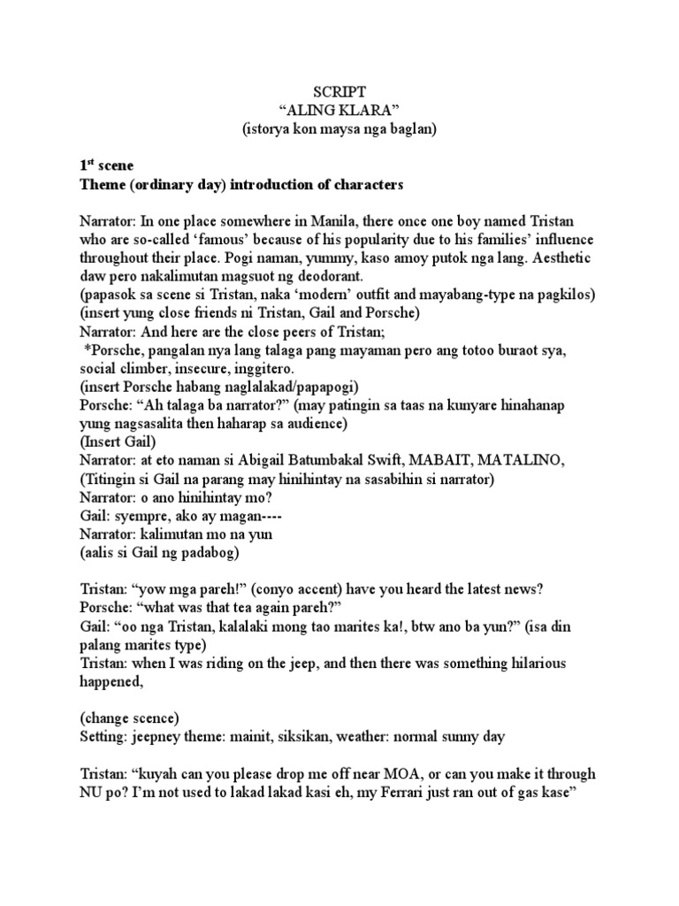 Script For Creative Writing | PDF
