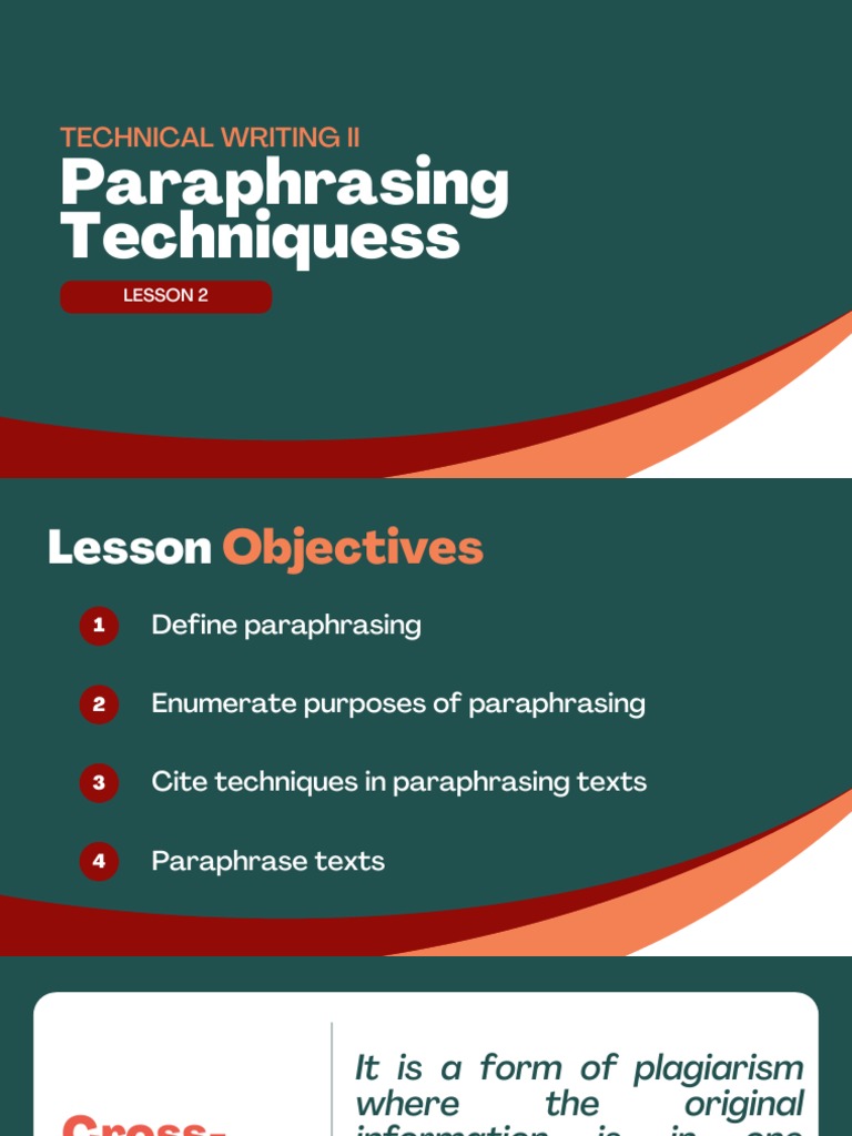 Paraphrasing Techniques | PDF | Plagiarism | Linguistics