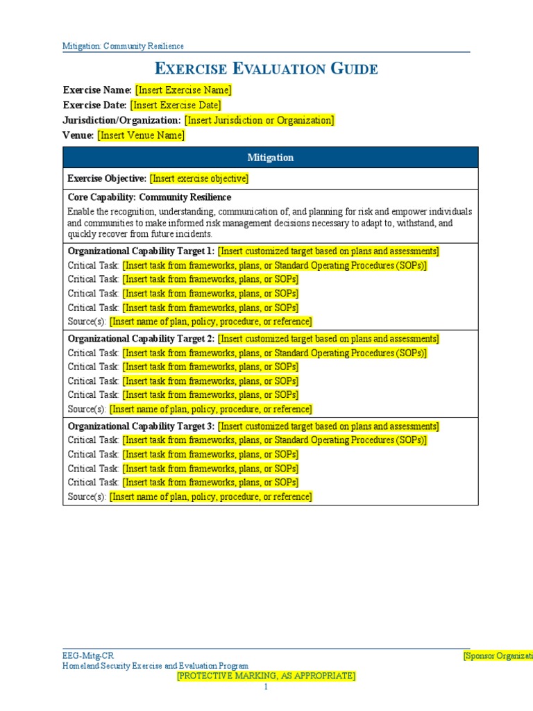Mitigation - Community Resilience - HSEEP Template - 2020 - 508 | PDF ...