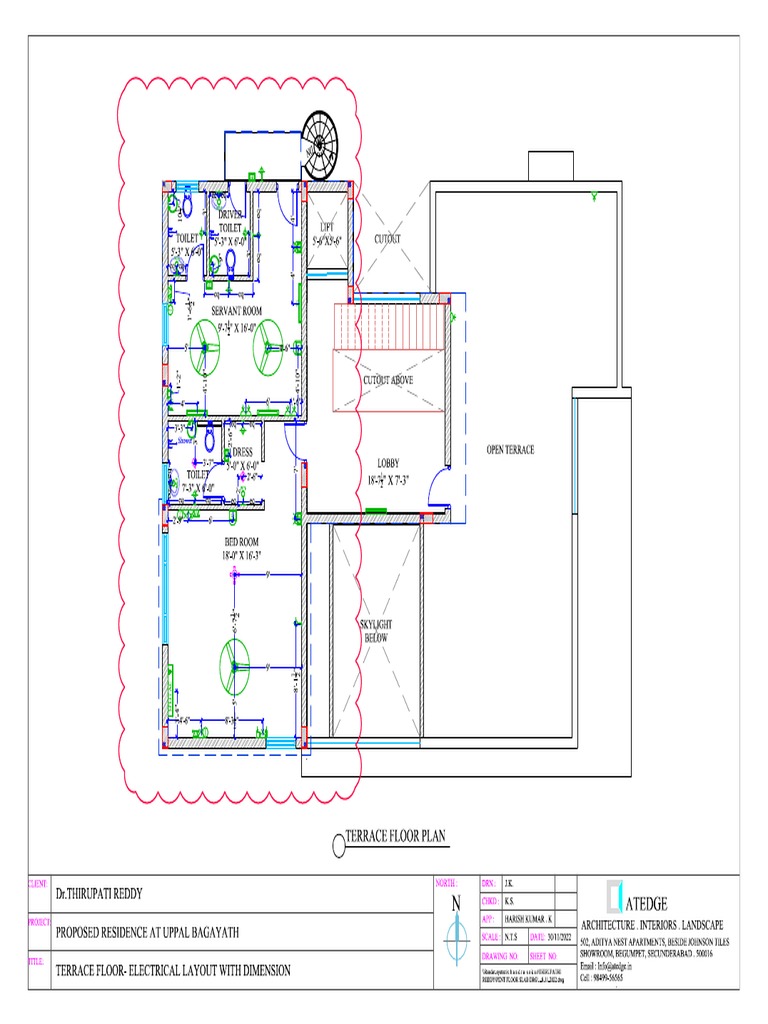 Terrace Floor - Electrical Layout With Dimension | PDF