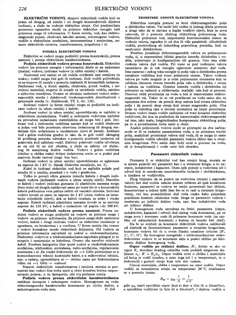 Elektricni Vodovi-1 | PDF