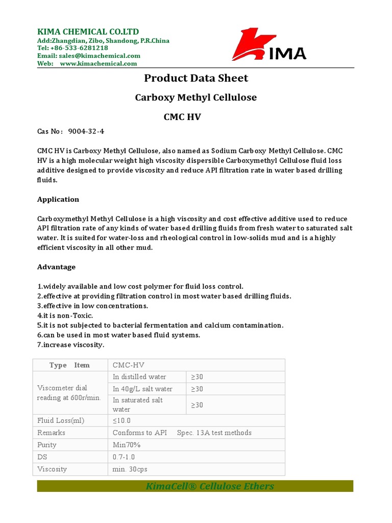 TDS CMC HV | Download Free PDF | Cellulose | Water