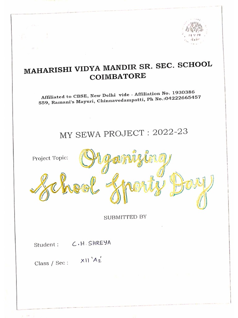 Sewa - Organising School Sports Day | PDF