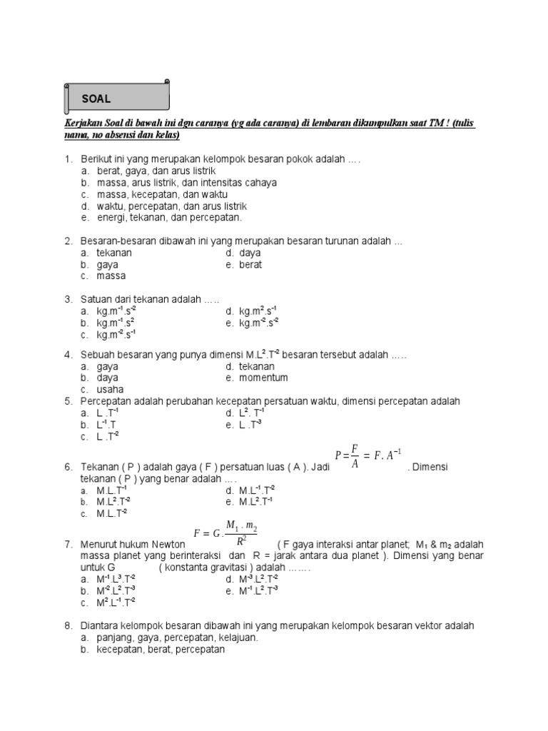 Soal Besaran Dan Satuan | PDF | Sains & Matematika | Teknologi & Rekayasa