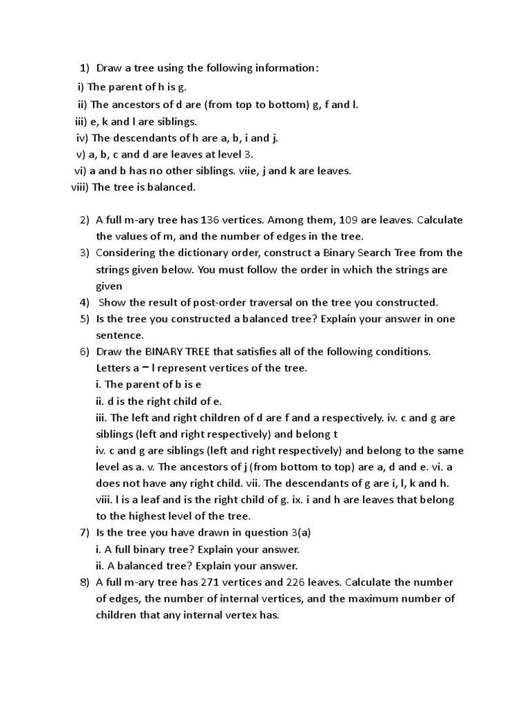Tree Sample Question | PDF | Theoretical Computer Science | Algorithms And Data Structures