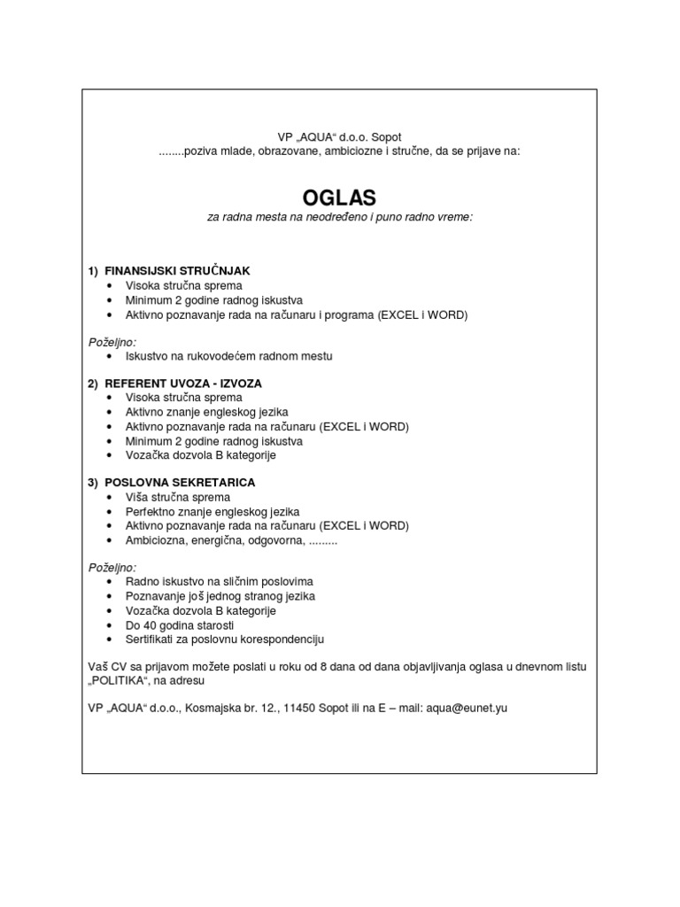 Tekst Oglasa | PDF