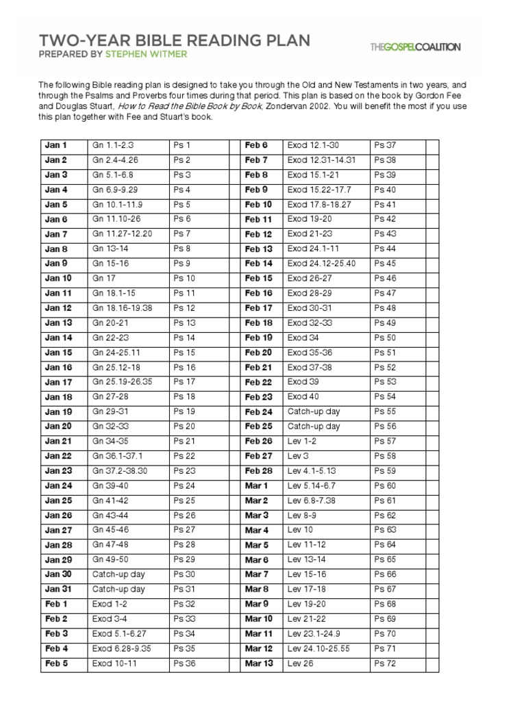 TGC Two Year Bible Reading Plan | Download Free PDF | Bible | Religious ...