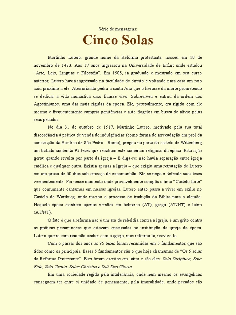 01 Cinco Solas - Sola Scriptura | PDF | Bíblia | Martinho Lutero
