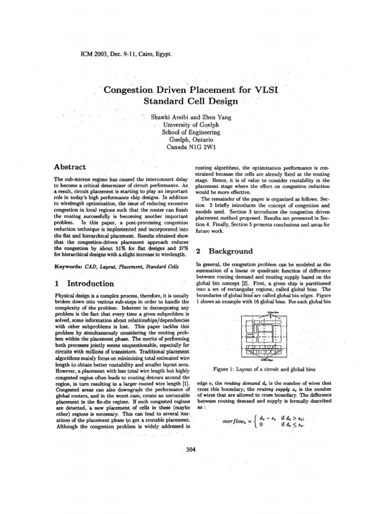 Congestion Driven 'Placement For Standard Cell Design: 'Vlsi | PDF | Cluster Analysis | Routing