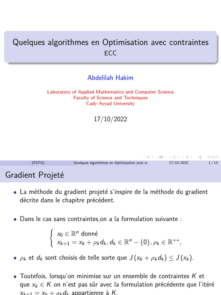 Algorithmes d'Optimisation Contraints | PDF | Optimisation mathématique ...