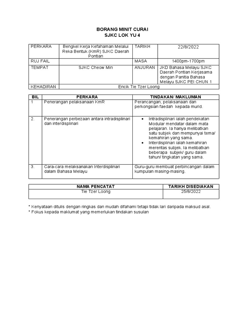Minit Curai Kosong | PDF