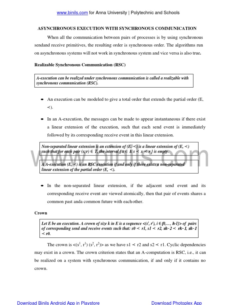 CS8603 UNIT 2 Asynchronous Execution With Synchronous Communication ... CS8603 UNIT 2 Asynchronous Execution With Synchronous Communication ...