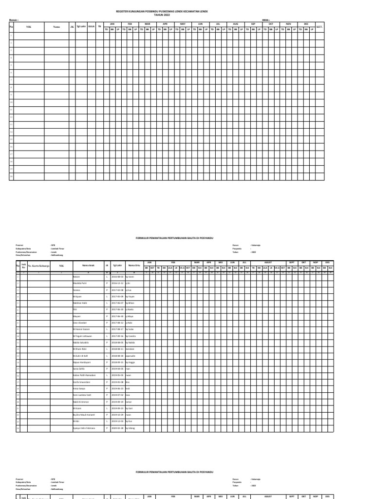 Form Register Kunjungan Posbindu PTM Cinta | PDF