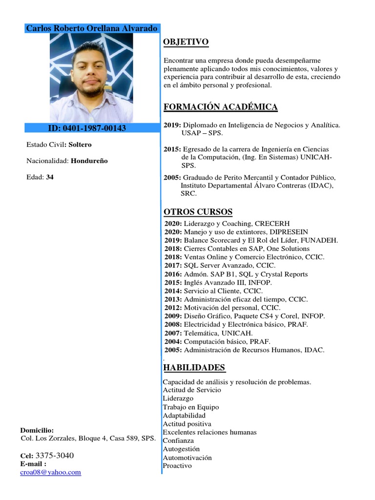 Carlos Orellana - CV | PDF | Mi sql | Soporte técnico