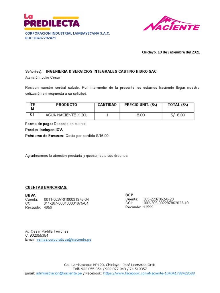 Plantilla Cotizacion | PDF