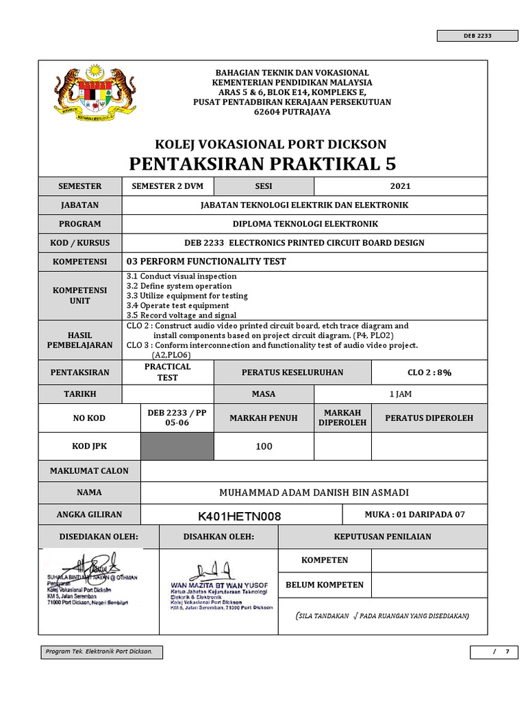 Practical Test 5 - Adam Danish | PDF