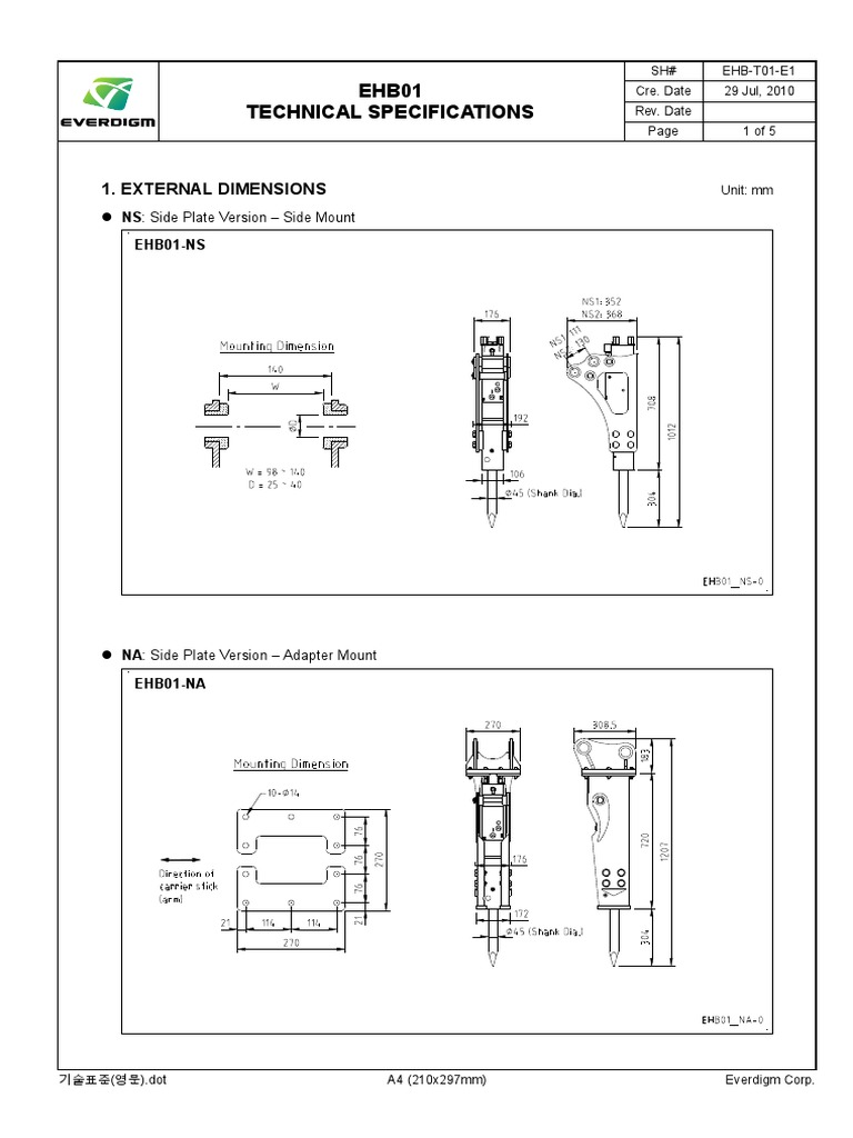 EHB01 Technical Specifications: 1. External Dimensions | PDF ...