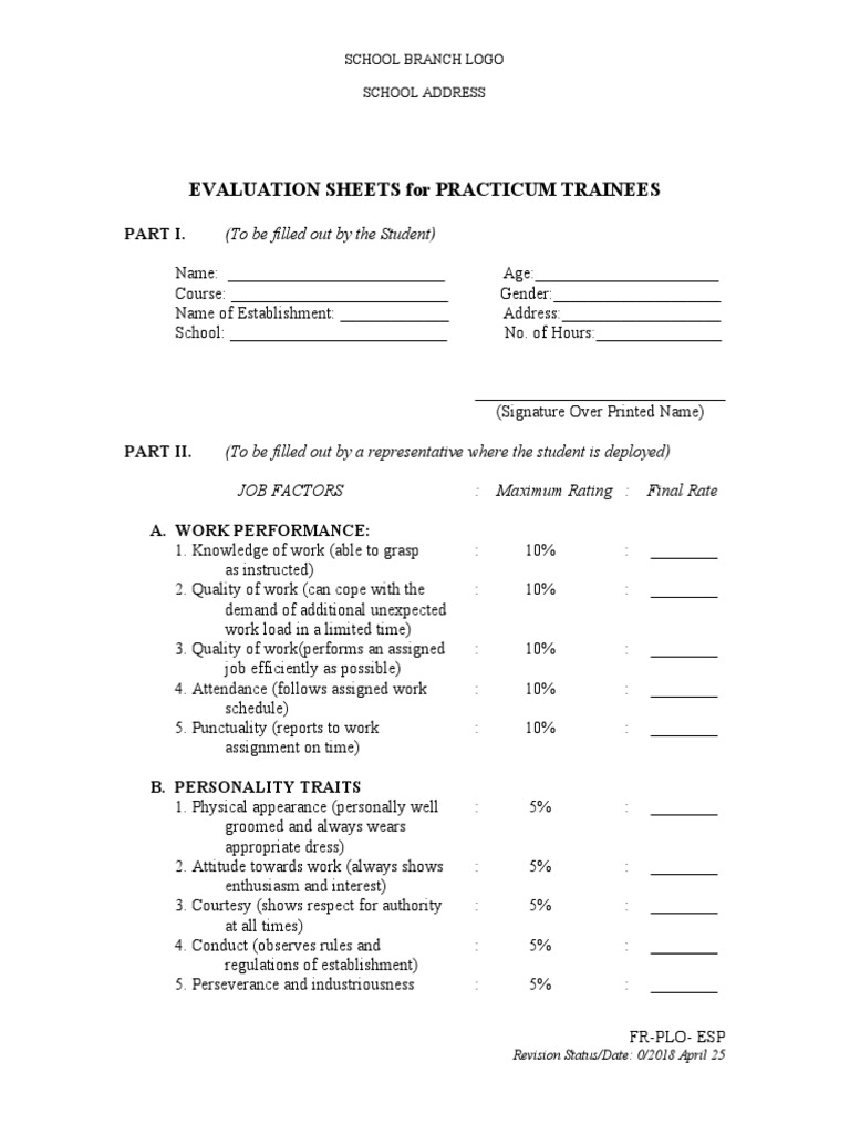 Ojt Performance Evaluation Form | PDF | Psychology | Behavioural Sciences