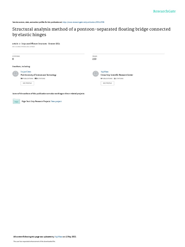 Structural Analysis Method of A Pontoon-Separated Oating Bridge ...