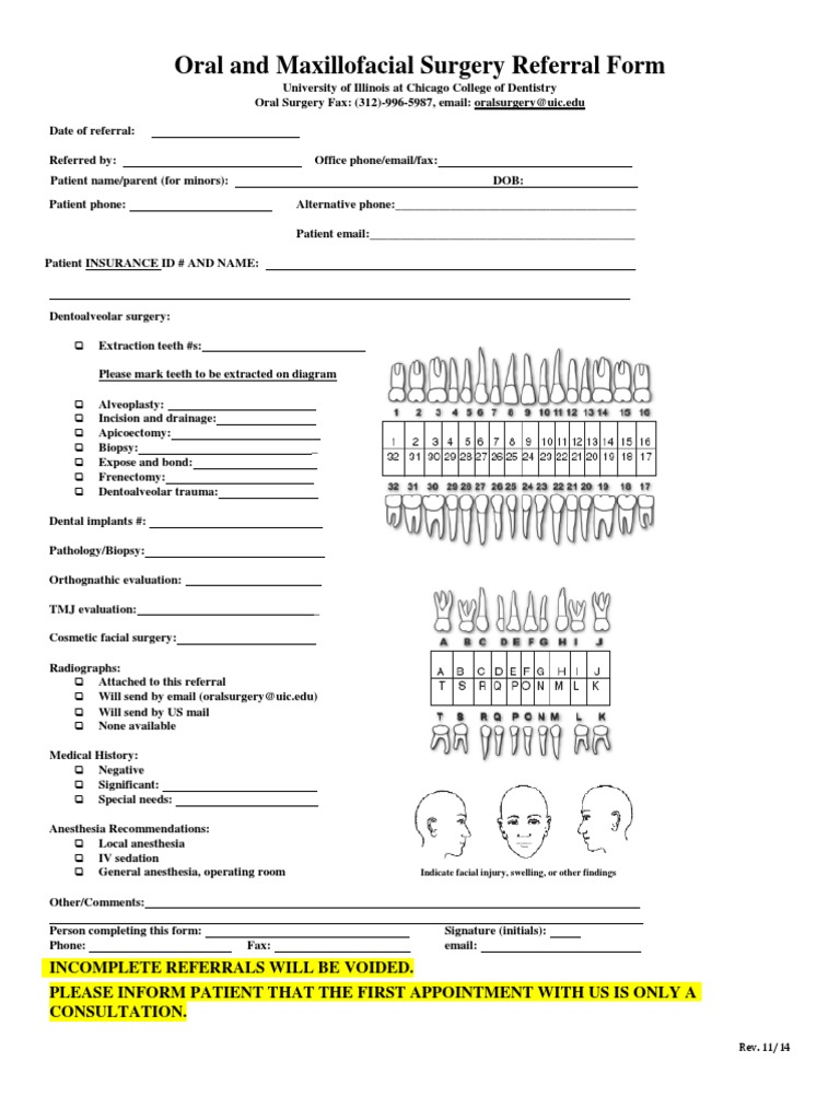 UIC Oral Surgery Referral Form | PDF | Law | Science & Mathematics