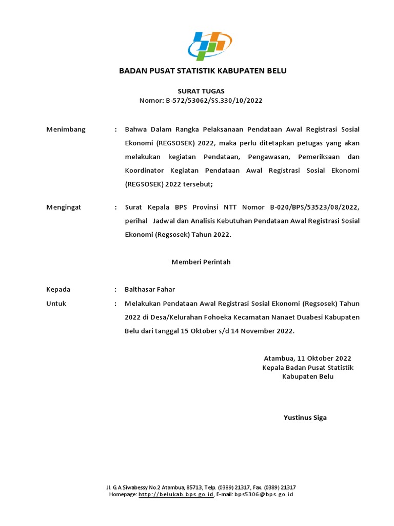 Tugas PPL REGSOSEK 2022 di Belu | PDF