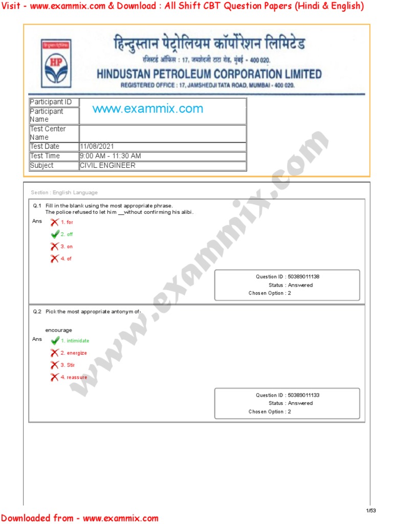 HPCL Civil Engineer Question Paper 2021 | PDF | Interest | Investing