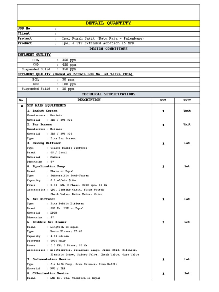 BQ IPAL Extended Aeration 15 MPD | PDF | Building Engineering | Mechanical Engineering