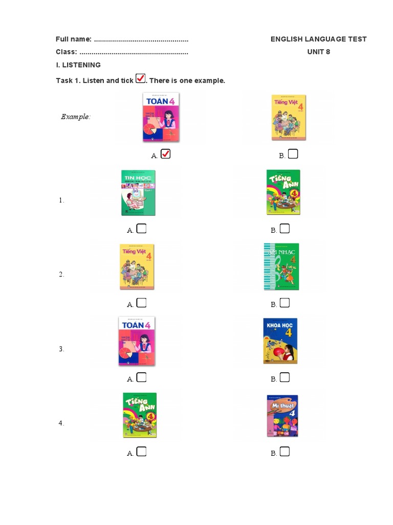 Test Unit 8 - Lop 4 | PDF