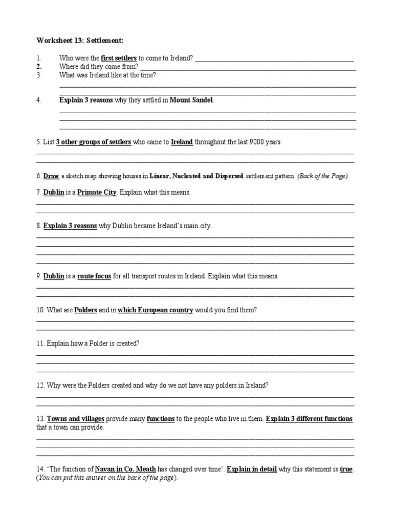 Worksheet 13 Settlement Pdf