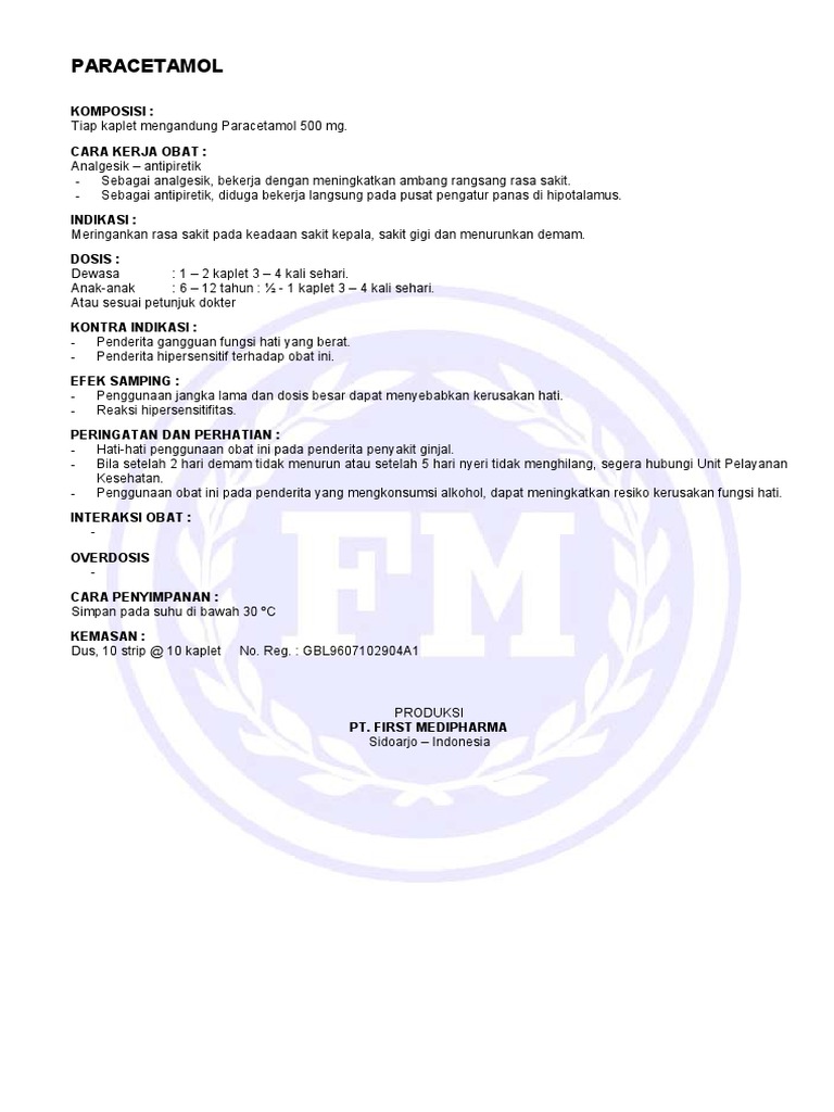 Brosur Paracetamol Kaplet | PDF | Kesehatan Holistik