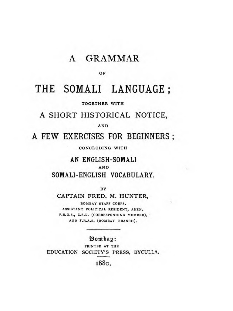 Somali Grammar | PDF | Verb | Adjective